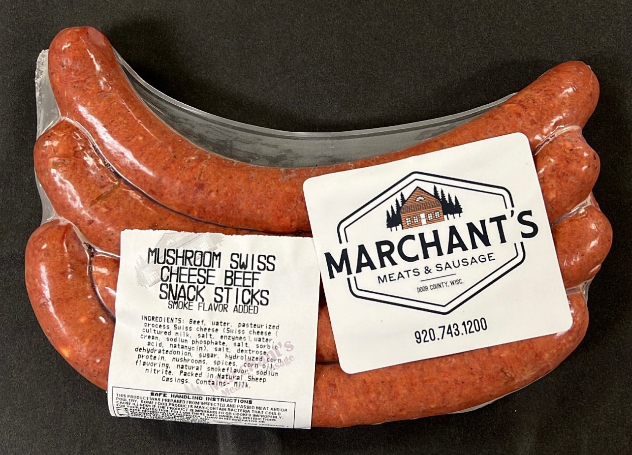 Mushroom Swiss Cheese Beef Snack sticks | Marchant's Meats & Sausage